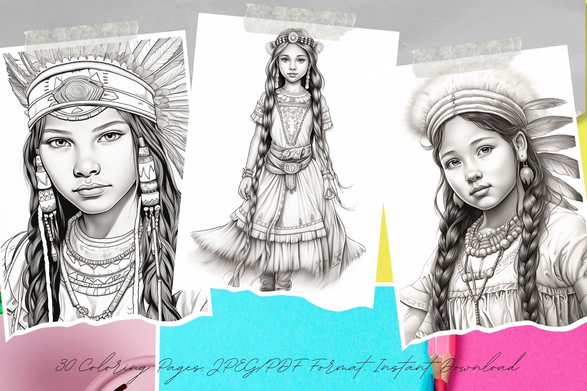 Beautiful Native American Girls Coloring Pages, Native American Girls ...