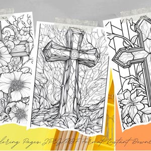 Stained Glass Cross Christmas Coloring Page, Religious Holiday Coloring ...
