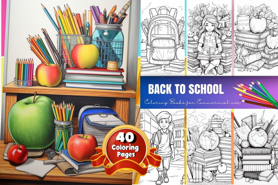 Back to School Coloring Pages, Student Coloring Book, Kids Teenagers ...