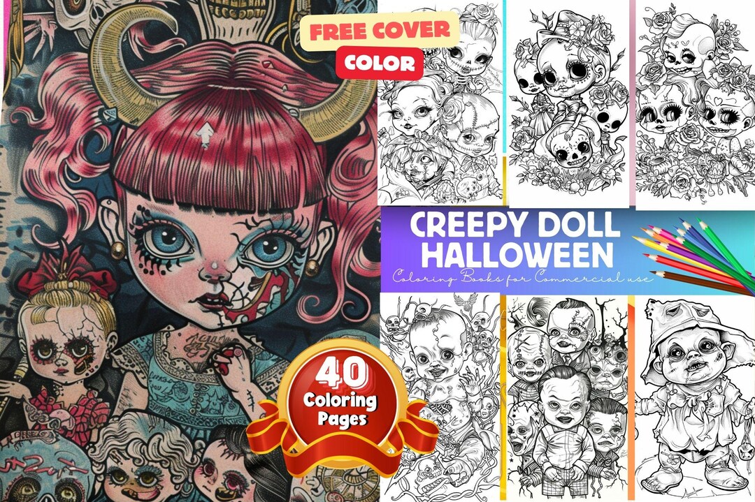 Creepy Doll Horror Coloring Pages, Spooky Horror Doll Coloring Pages ...