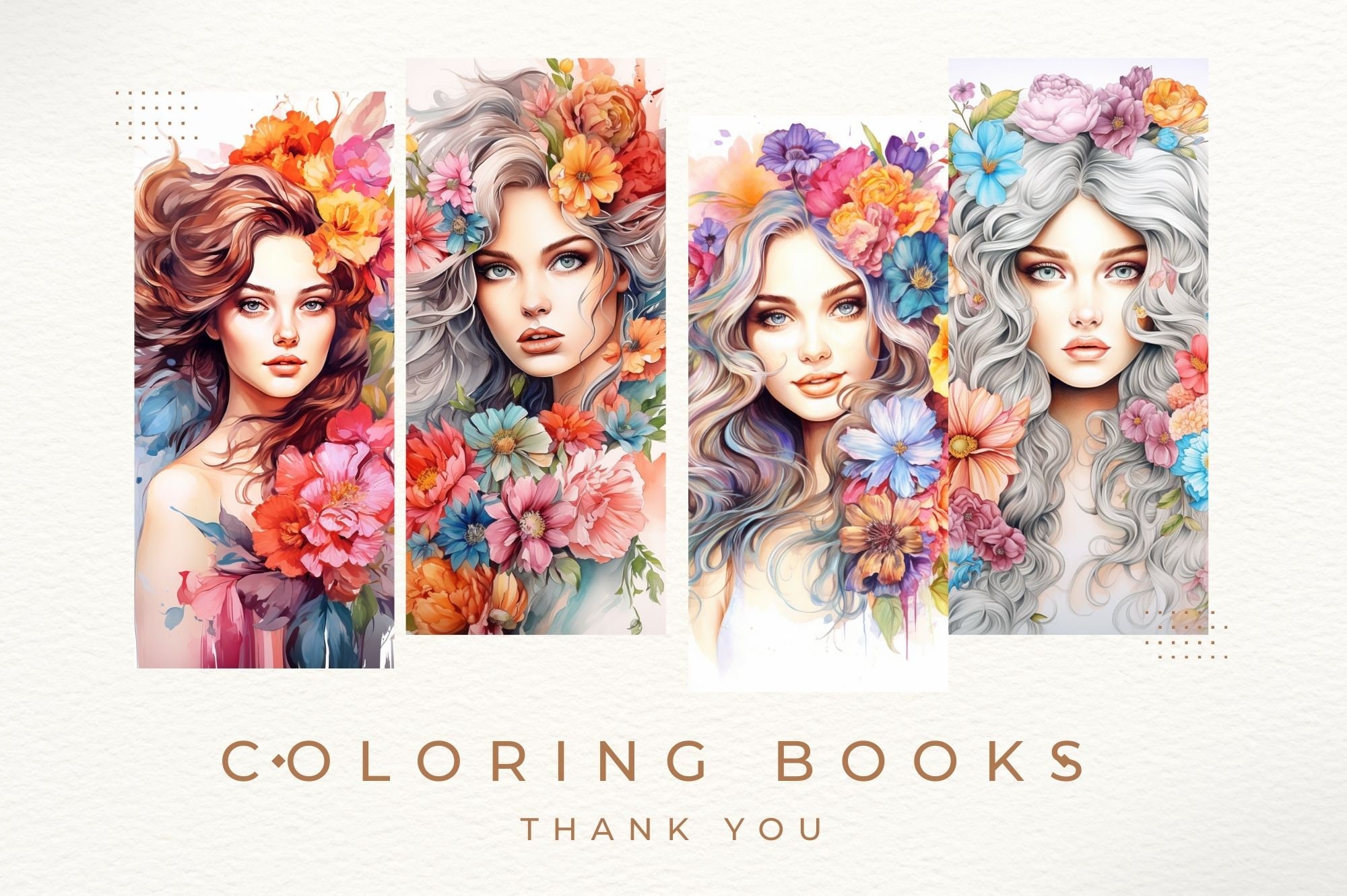 Beautiful Young Woman Coloring Page for Adults, Flower Women, Beautiful ...