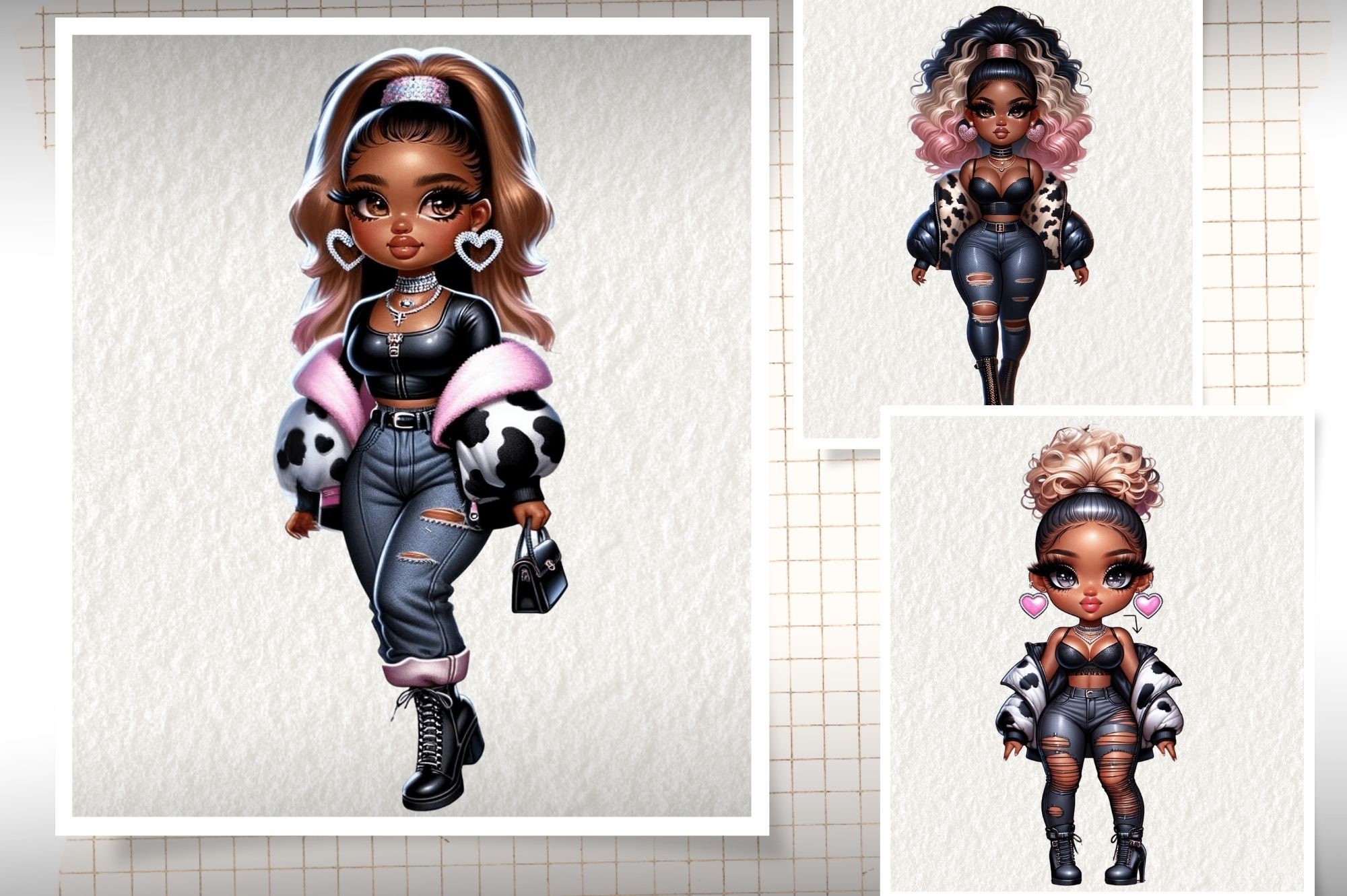 African American Chibi, Chibi Art, Black Girl, Fashionista Afro Girl ...