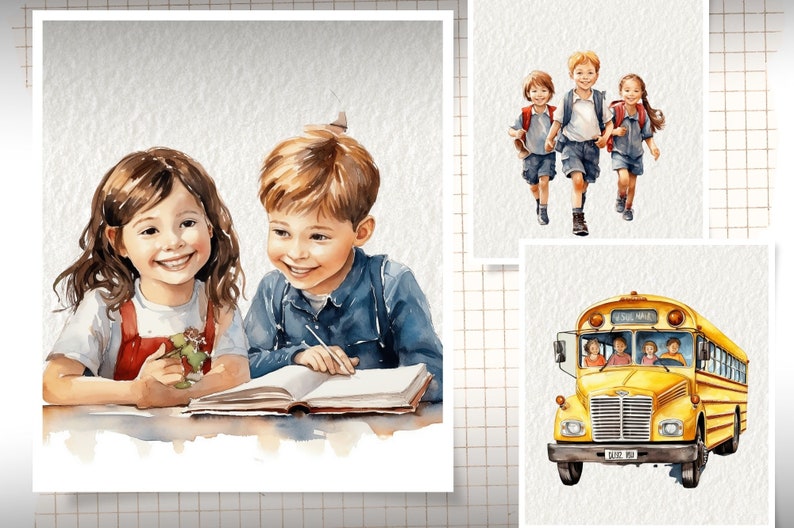 Back to School Clipart School Watercolor Clipart School - Etsy