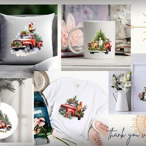 Christmas on the Farm Clipart, Christmas Truck PNG, Watercolor Clipart ...