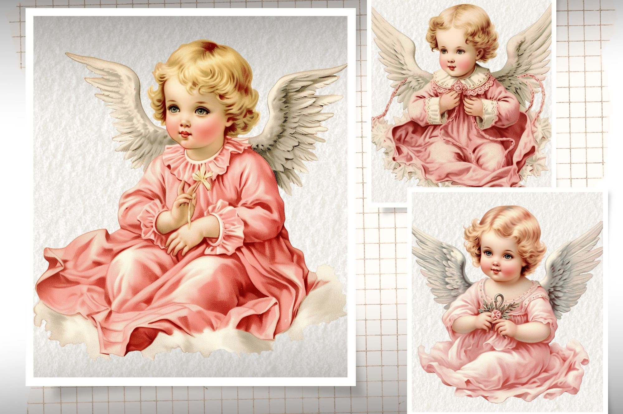 Pink Christmas Angel Digital Clipart Watercolor Children - Etsy