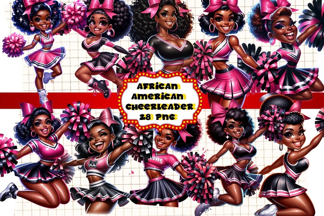 Cheerleader African American Chibi Woman, Chibi Black Women, Chibi Doll ...