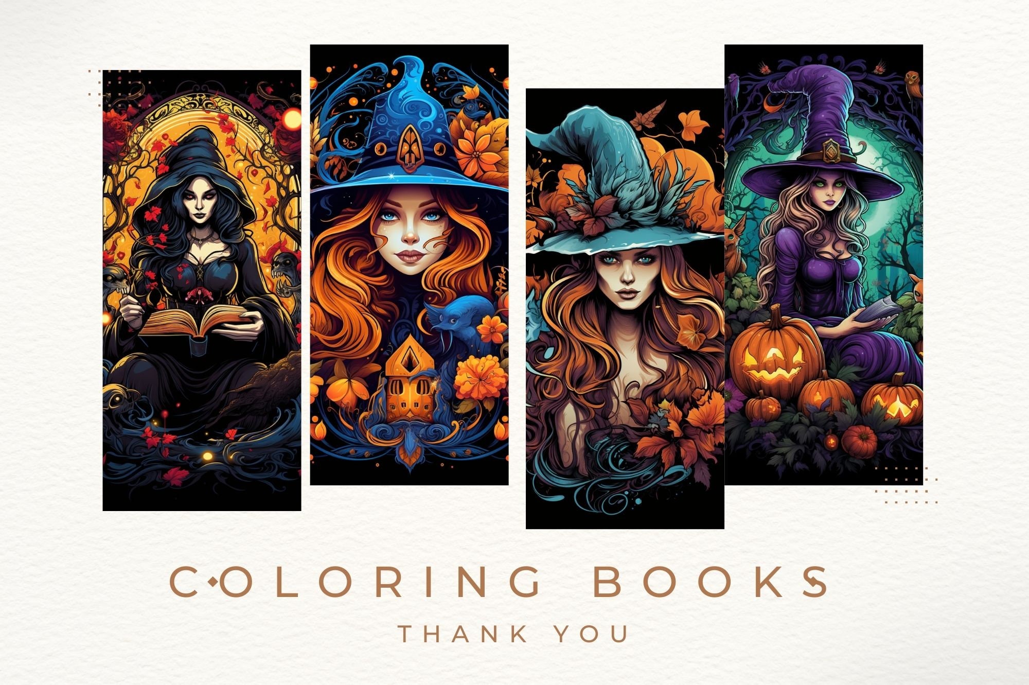 Witches Love Books Coloring Page for Adults & Kids, Greyscale Coloring ...