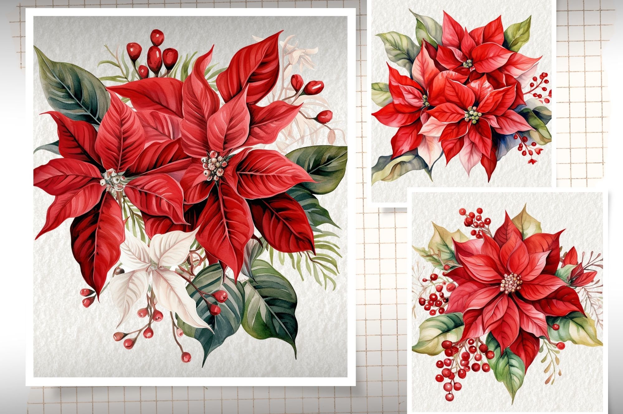 Christmas Flower Clipart, Christmas Gift Clipart, Winter Clipart ...
