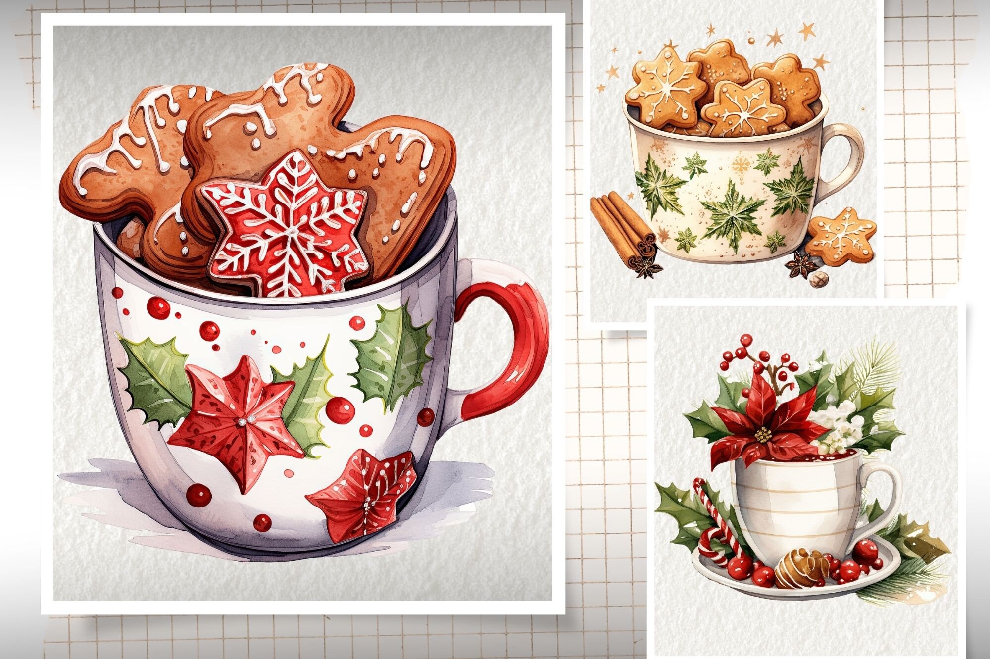 Christmas Winter Cup Clipart Christmas Cup Santa Claus - Etsy