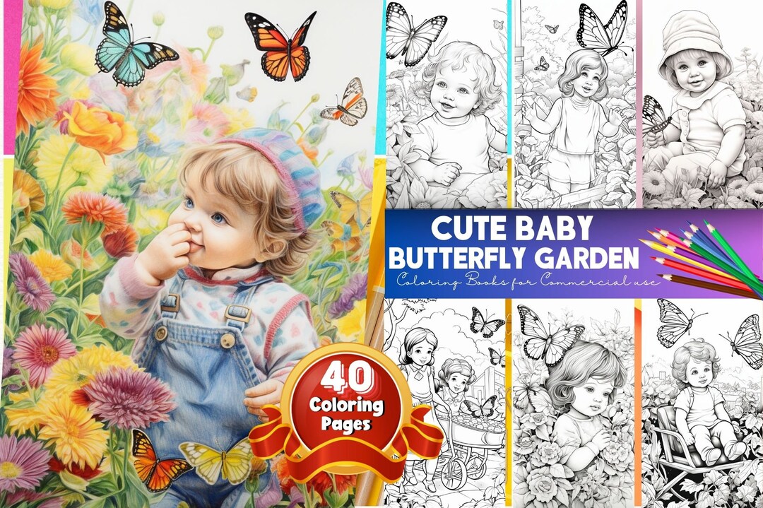 Cute Baby Butterfly Garden Coloring Page, Butterfly Coloring Pages ...