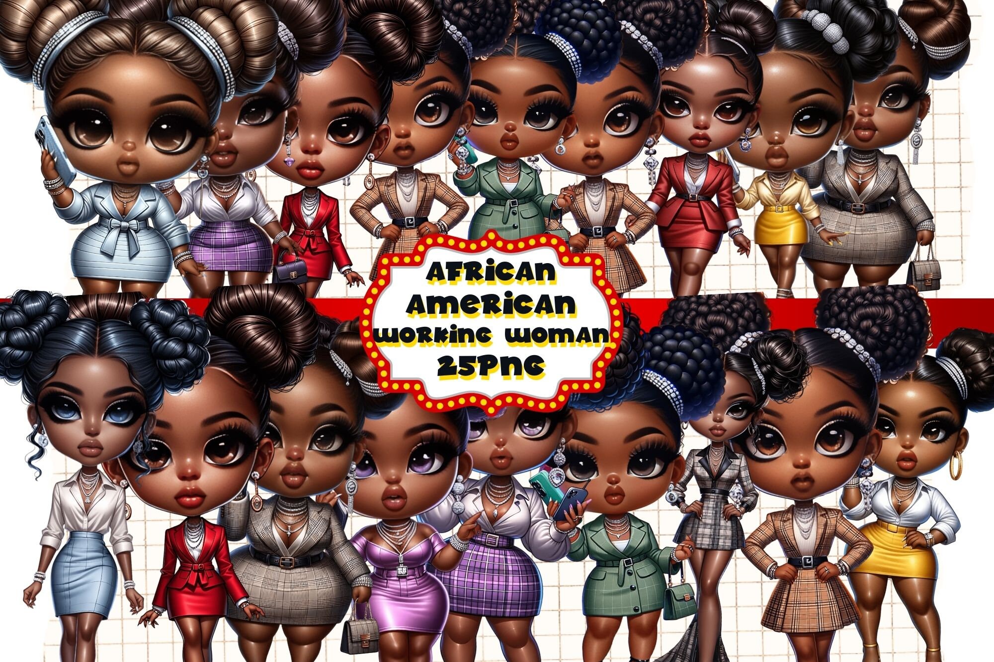 African American Chibi Working Woman, African American Manga Chibi ...
