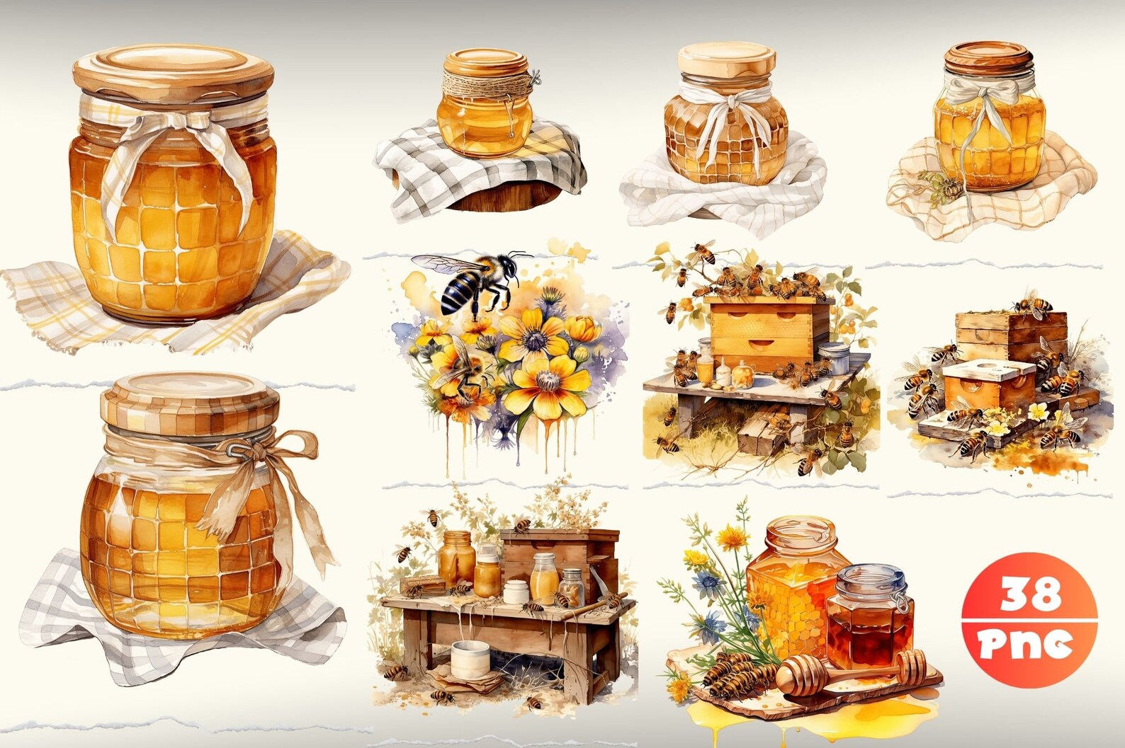 Honey Bee Watercolor Clipart Nursery, Honey Bee Clipart, Bumblebee ...