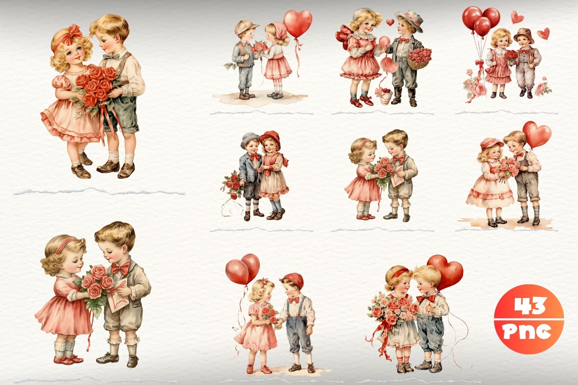 Vintage Reto Valentine Boy Girl Couple Digital, Vintage Children, Junk ...