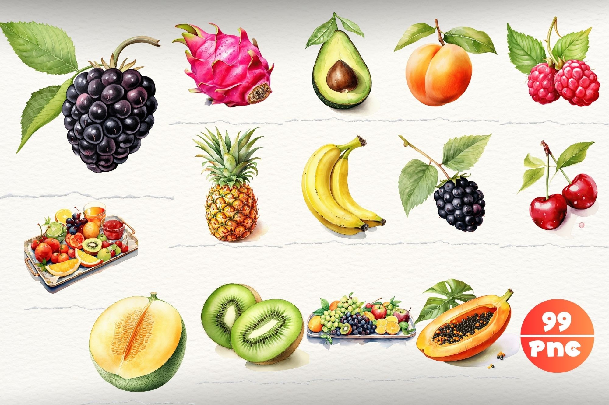 Watercolor Fruit Clipart Watercolor Fruits Clipart Clipart - Etsy