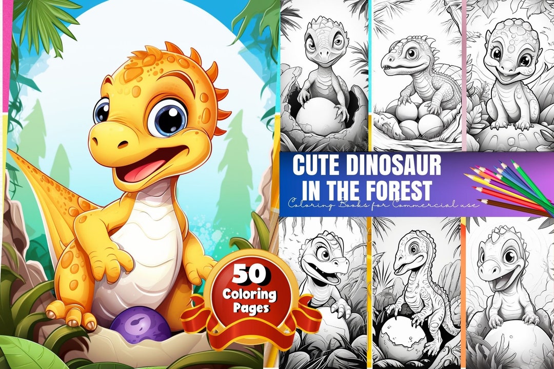 Dinosaur in the Forest Coloring Pages, Dinosaur Fantasy Coloring Pages ...