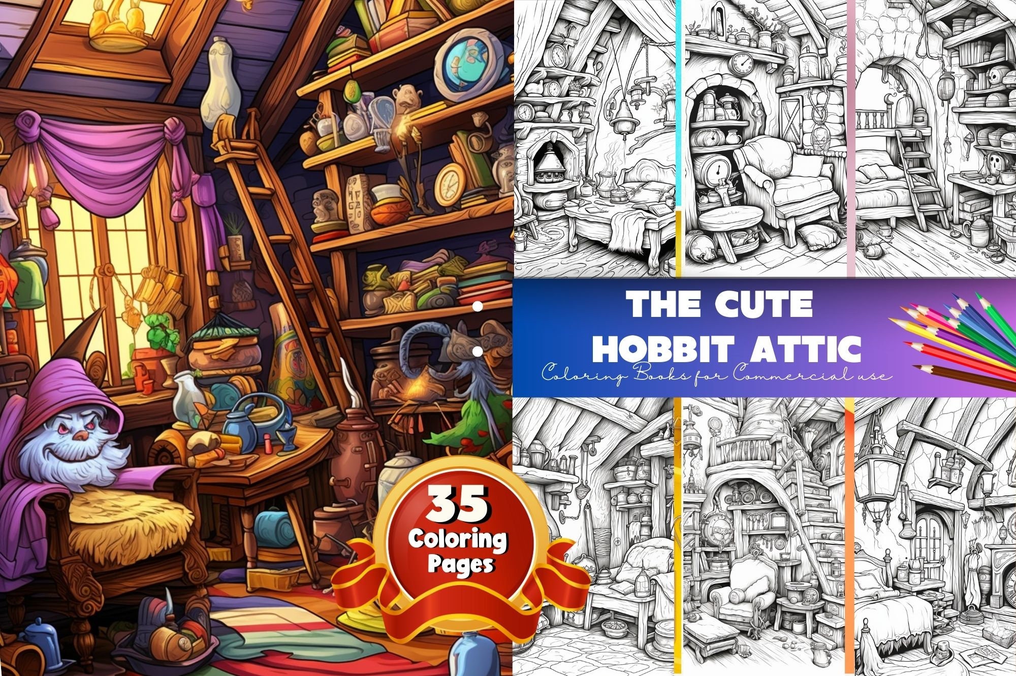 Cute Hobbit Attic Coloring Page, Hobbit Hole House Coloring Page ...