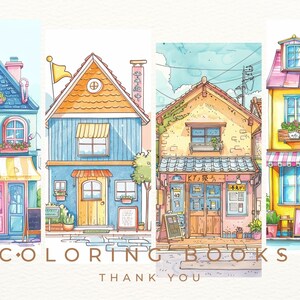 Kawaii Storefronts Coloring Pages, for Adults, Printable Coloring Book ...