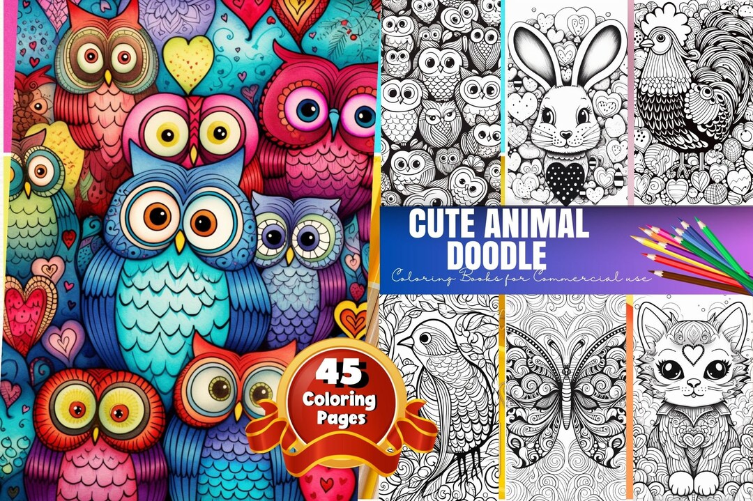 Cute Animal Doodles Clipart, Animal Kawaii Cute Doodle Coloring Page ...