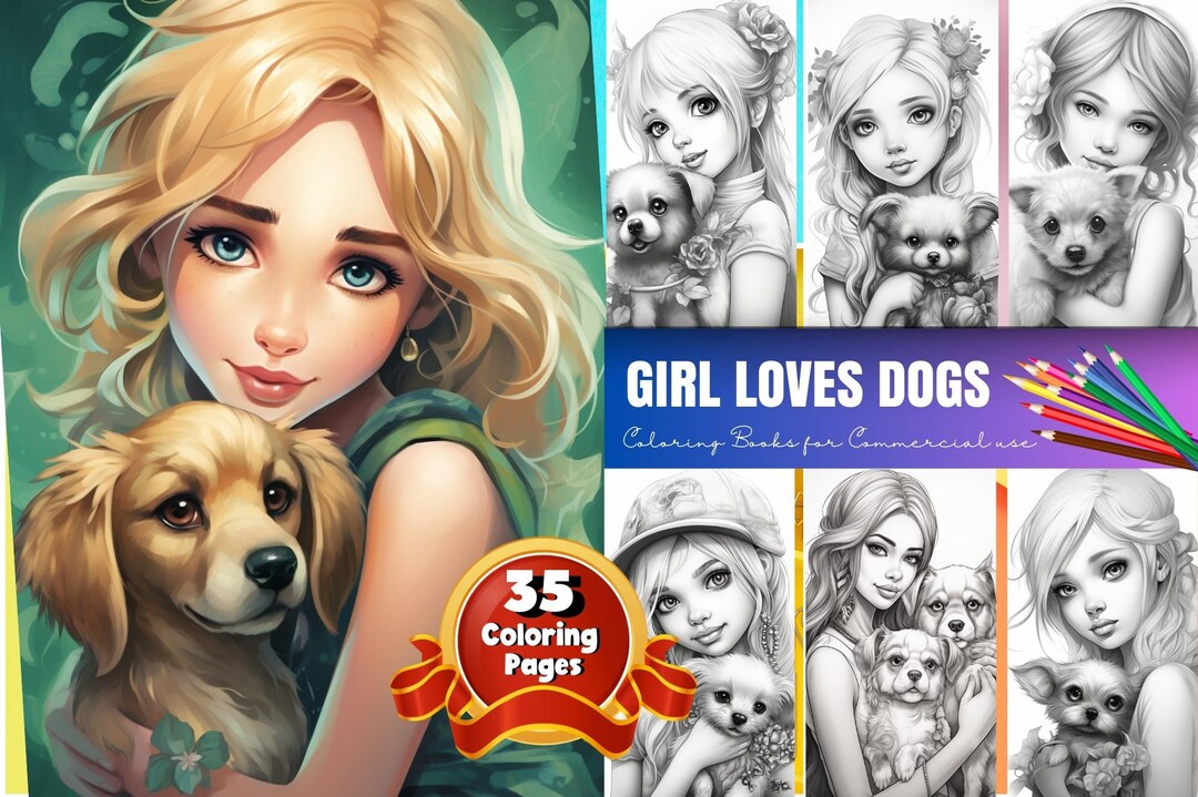 Girls Love Dogs Coloring Pages, Girls With Dogs Coloring Pages for Kids ...