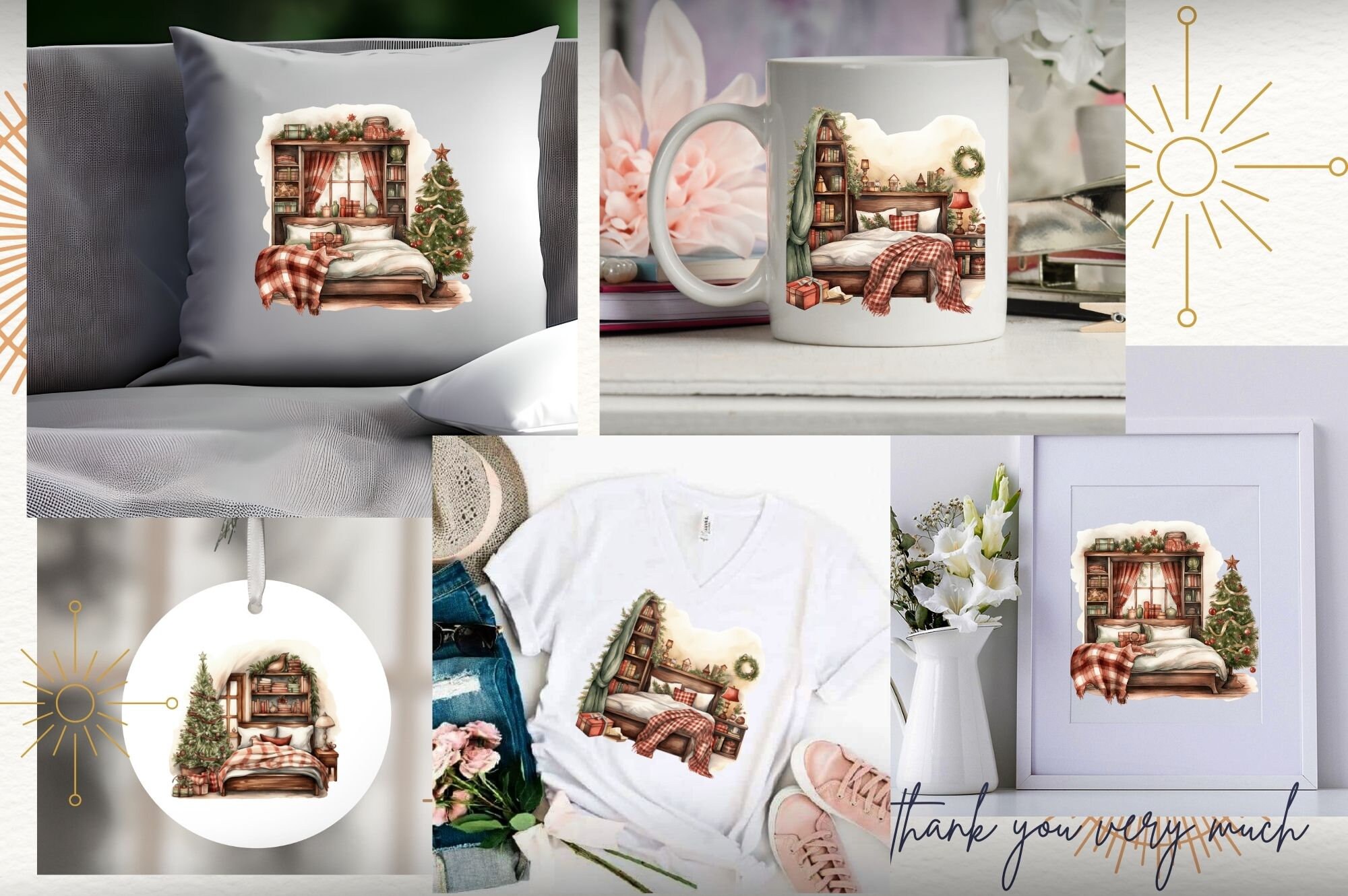 Cozy Bad Christmas Watercolor Clipart Winter Clipart Bundles - Etsy