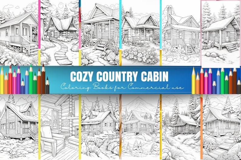 Cozy Country Cabin Coloring Pages, Cozy Log Cabin, Printable Garden ...