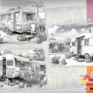 Caravan Printable Adult Coloring Pages, Camper Images to Color, Caravan ...