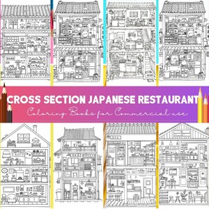 Japanese Restaurant Cross Section Coloring Book, Architect and Interior ...