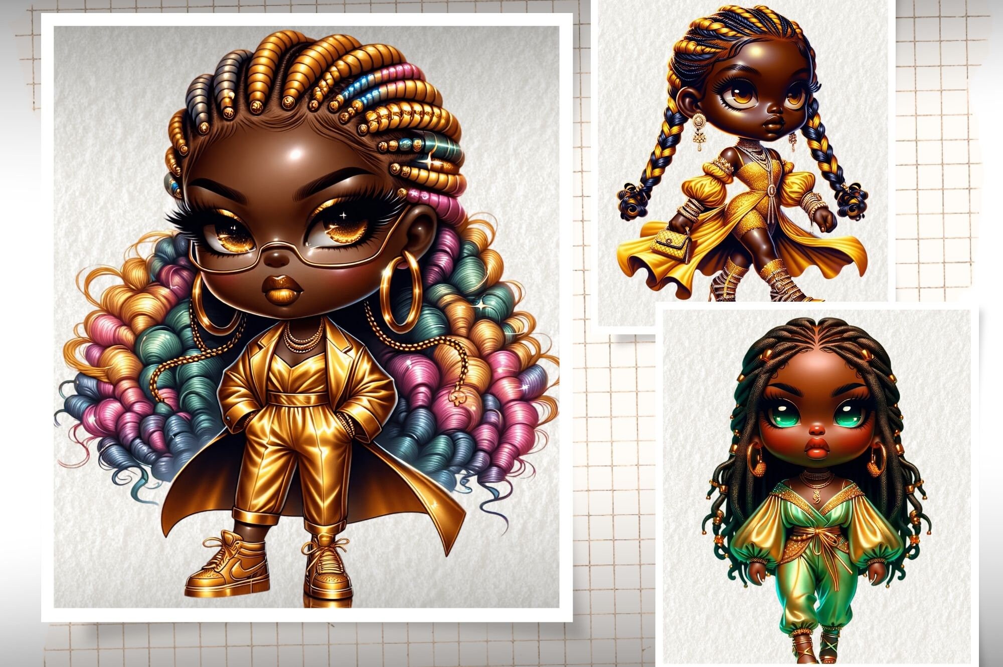 African American Chibi Woman, Chibi Black Women, Chibi Doll, Chibi Doll ...