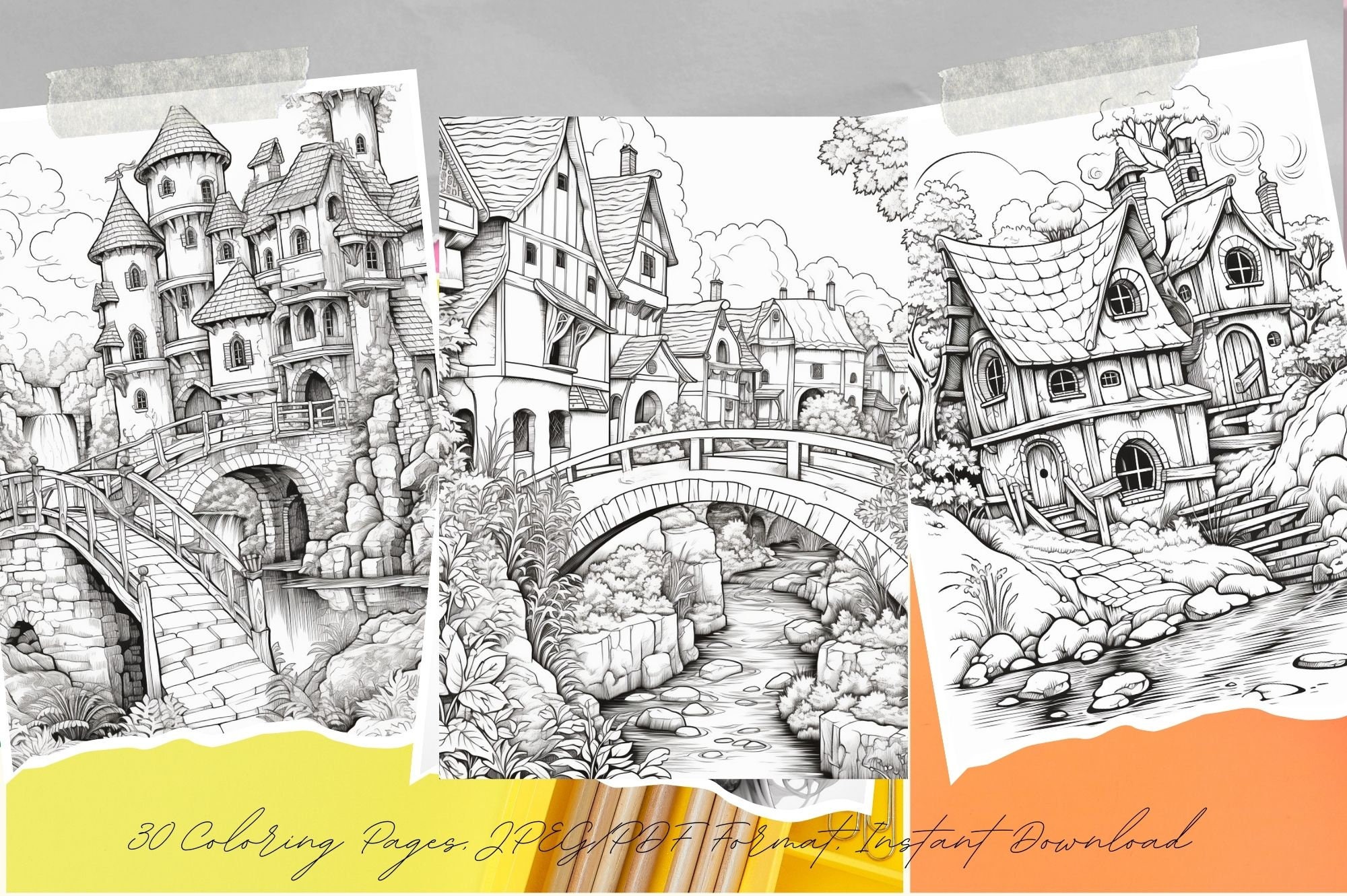 Castle Walkway Coloring Coloring Pages Scottish Castles - Etsy