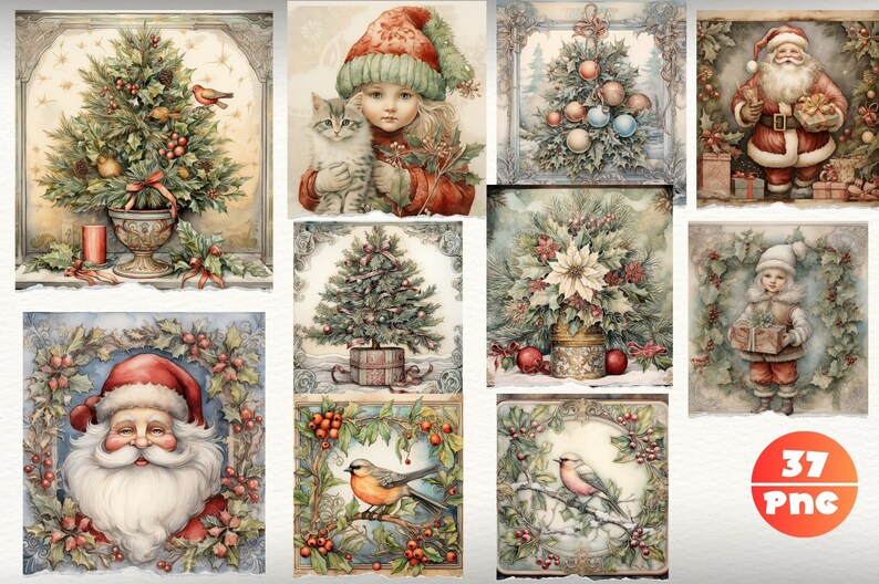 Vintage Christmas Clipart, Santa PNG, Santa, Christmas Graphics ...