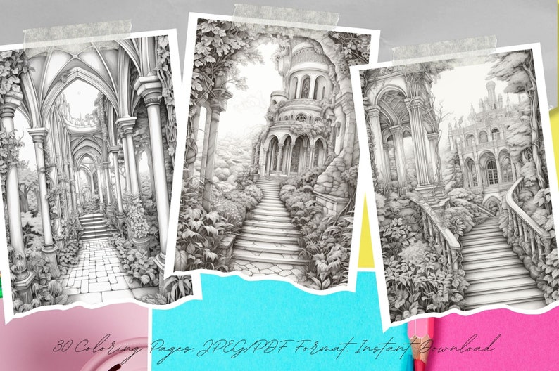 Garden Pathways and Tree Coloring Pages, Secret Garden Coloring ...