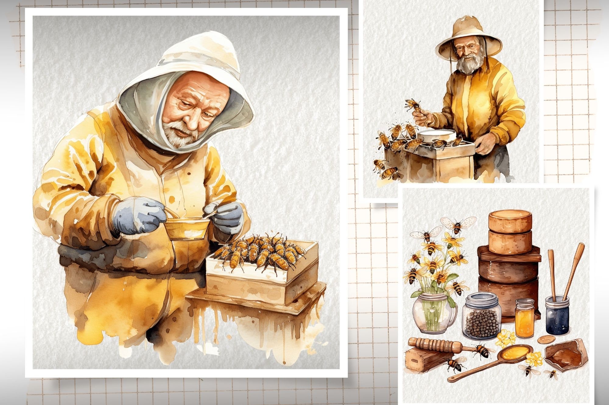 Honey Bee Watercolor Clipart Nursery, Honey Bee Clipart, Bumblebee ...