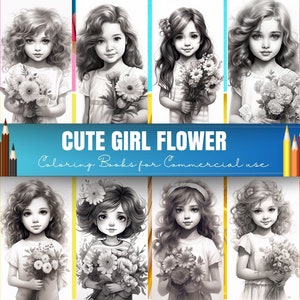 Girl With Flower Beauty Coloring Page, Adult Summer Girl Coloring Sheet ...