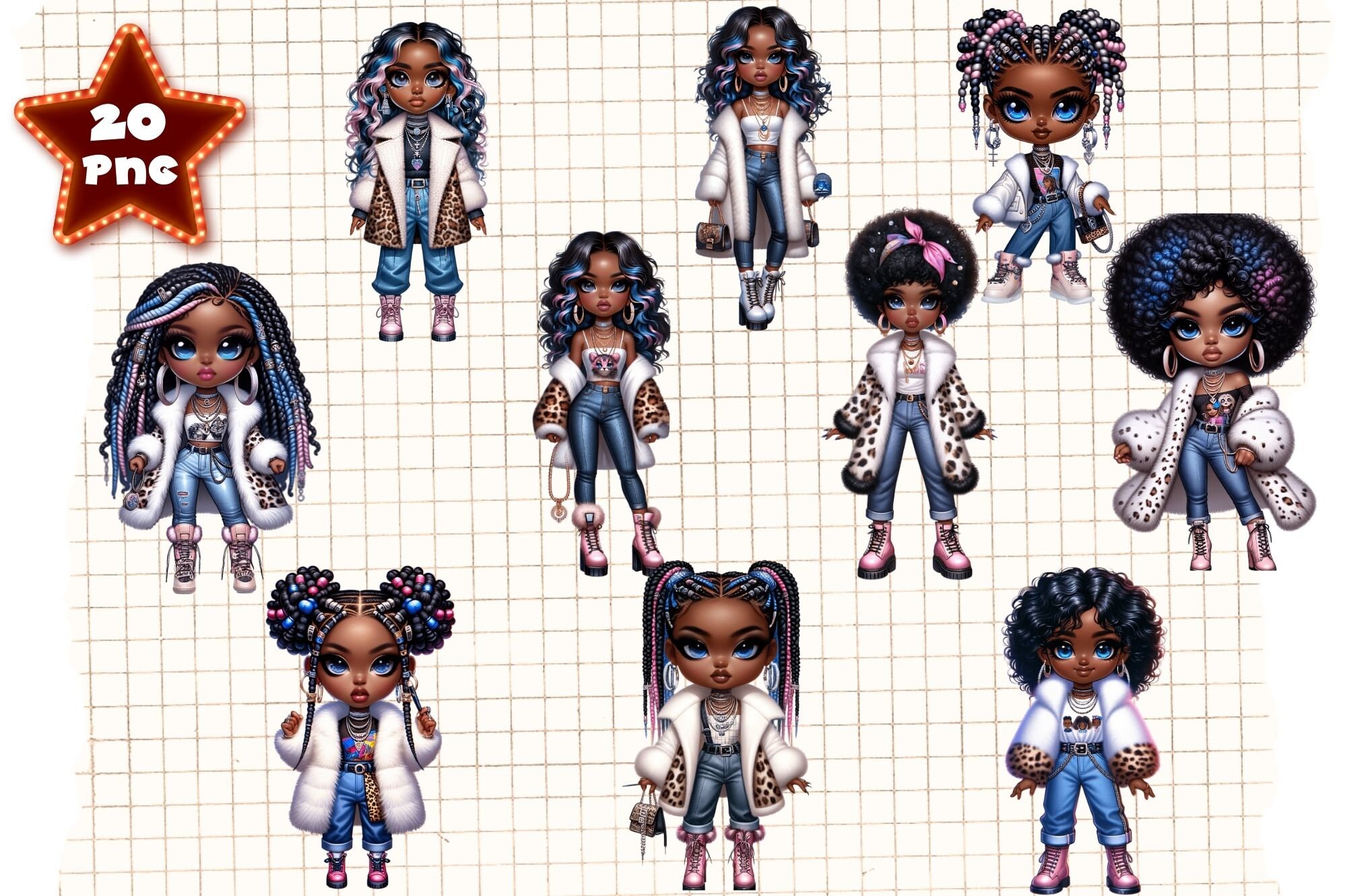 African American Manga Chibi Character, Sassy Attitude, Fashionable ...