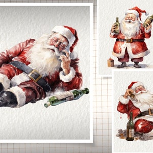 Drunk Santa Claus Clipart, Alcoholic Santa Sublimation File, Funny ...