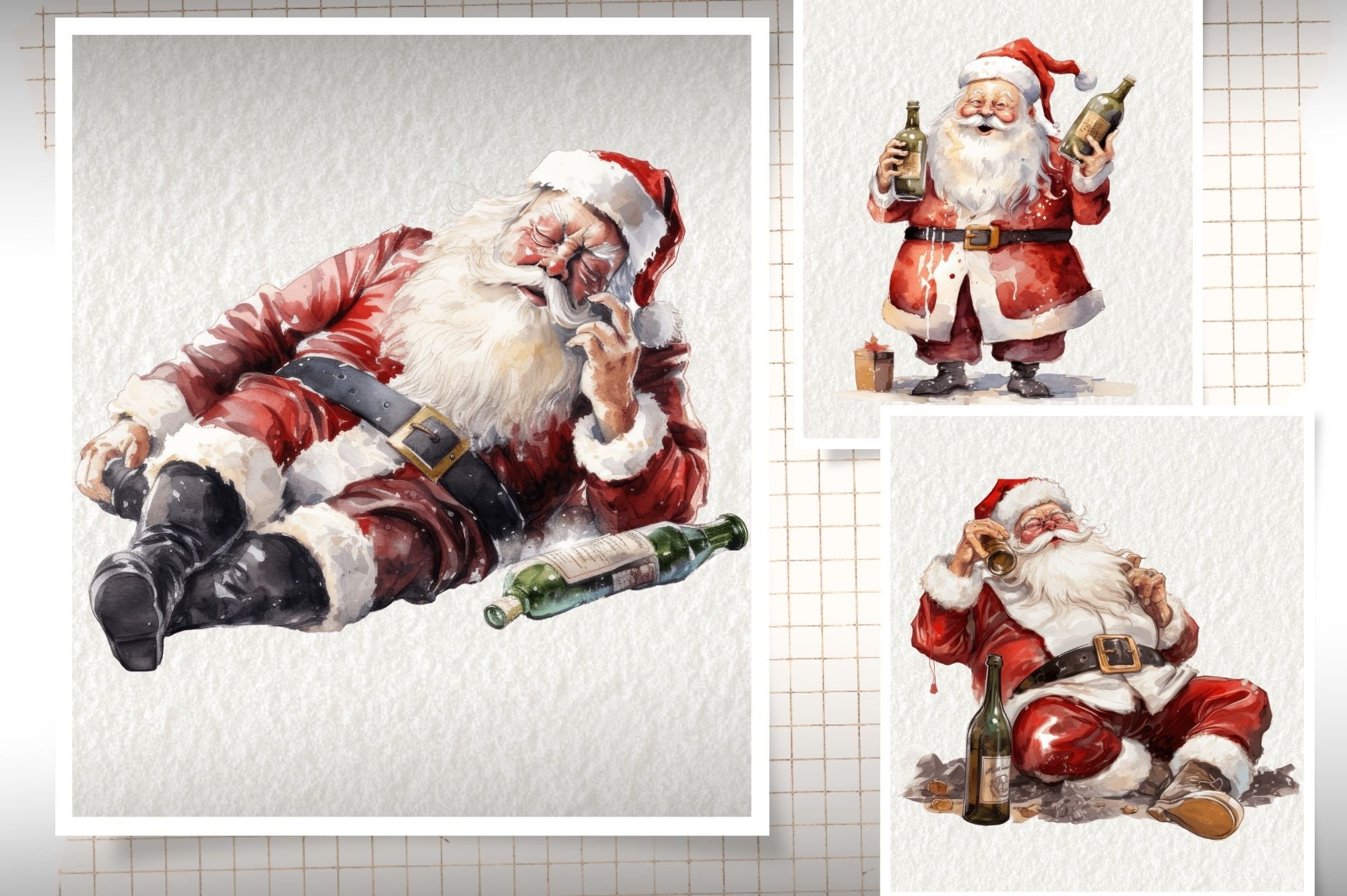 Drunk Santa Claus Clipart, Alcoholic Santa Sublimation File, Funny ...