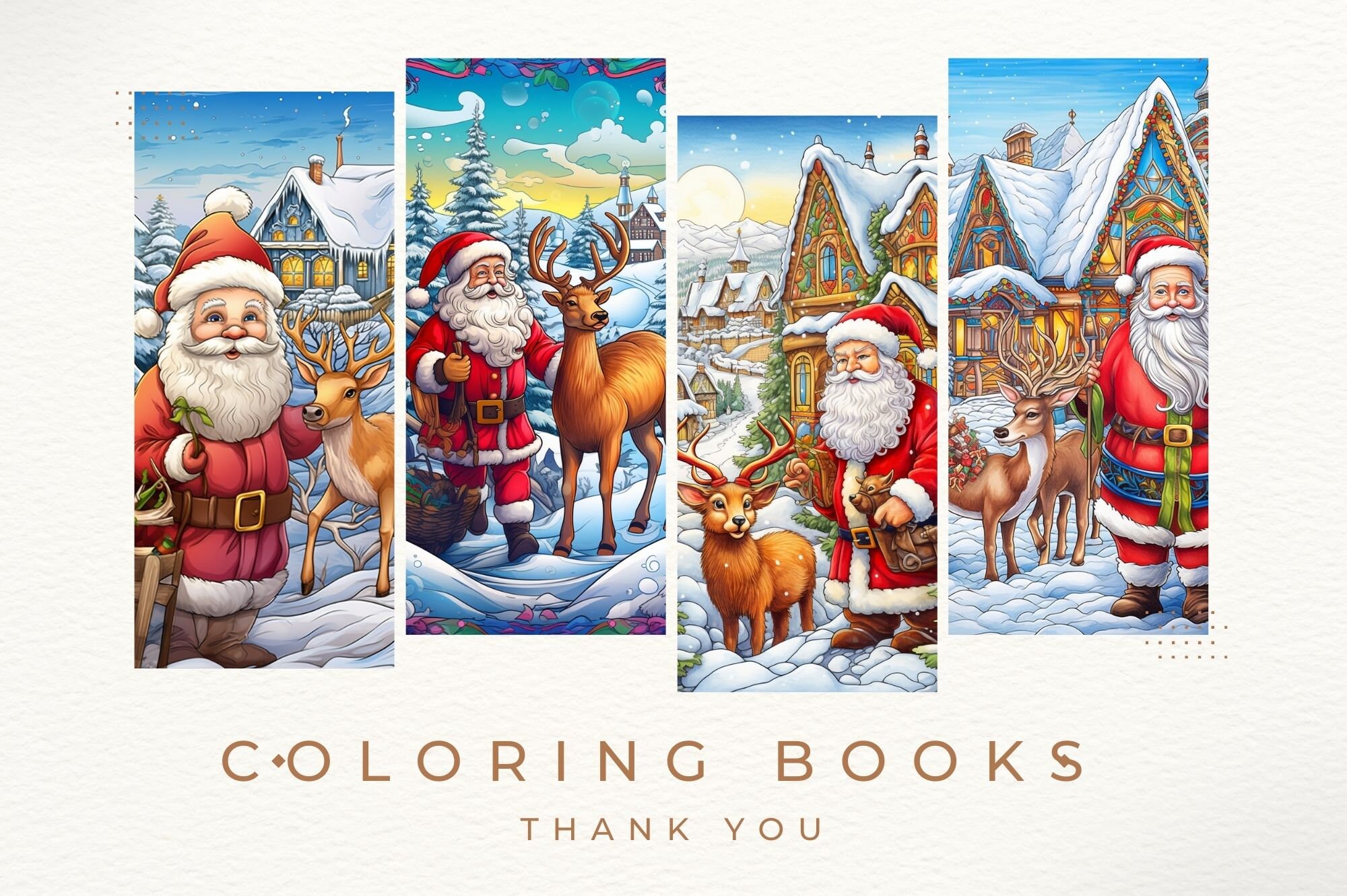 Santa Claus and Reindeer in Village Christmas Coloring Pages, Christmas ...