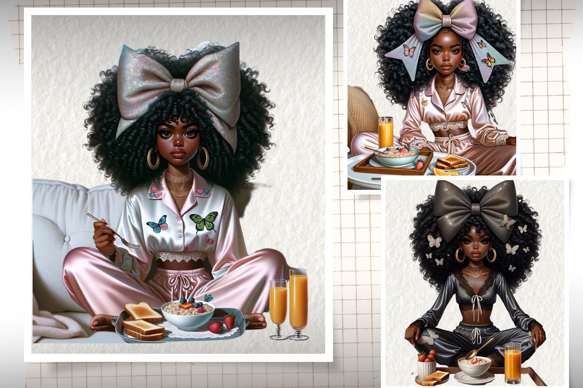 African American Breakfast Clipart, African American Chibi Woman, Chibi ...