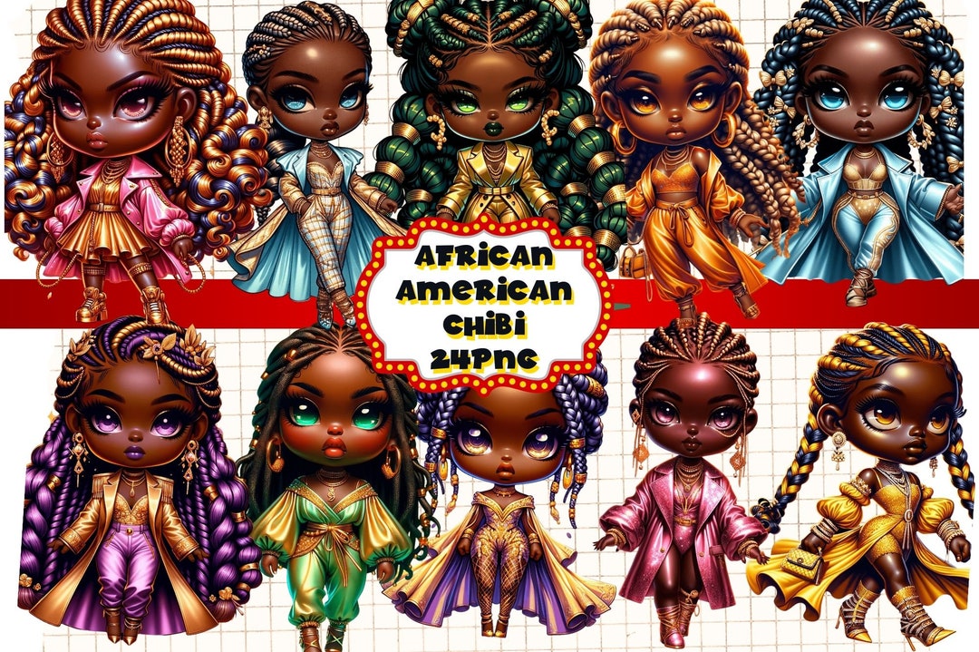 African American Chibi Woman, Chibi Black Women, Chibi Doll, Chibi Doll ...