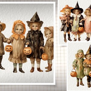 Halloween Trick or Treat Kids Watercolor Clipart, Children Halloween ...
