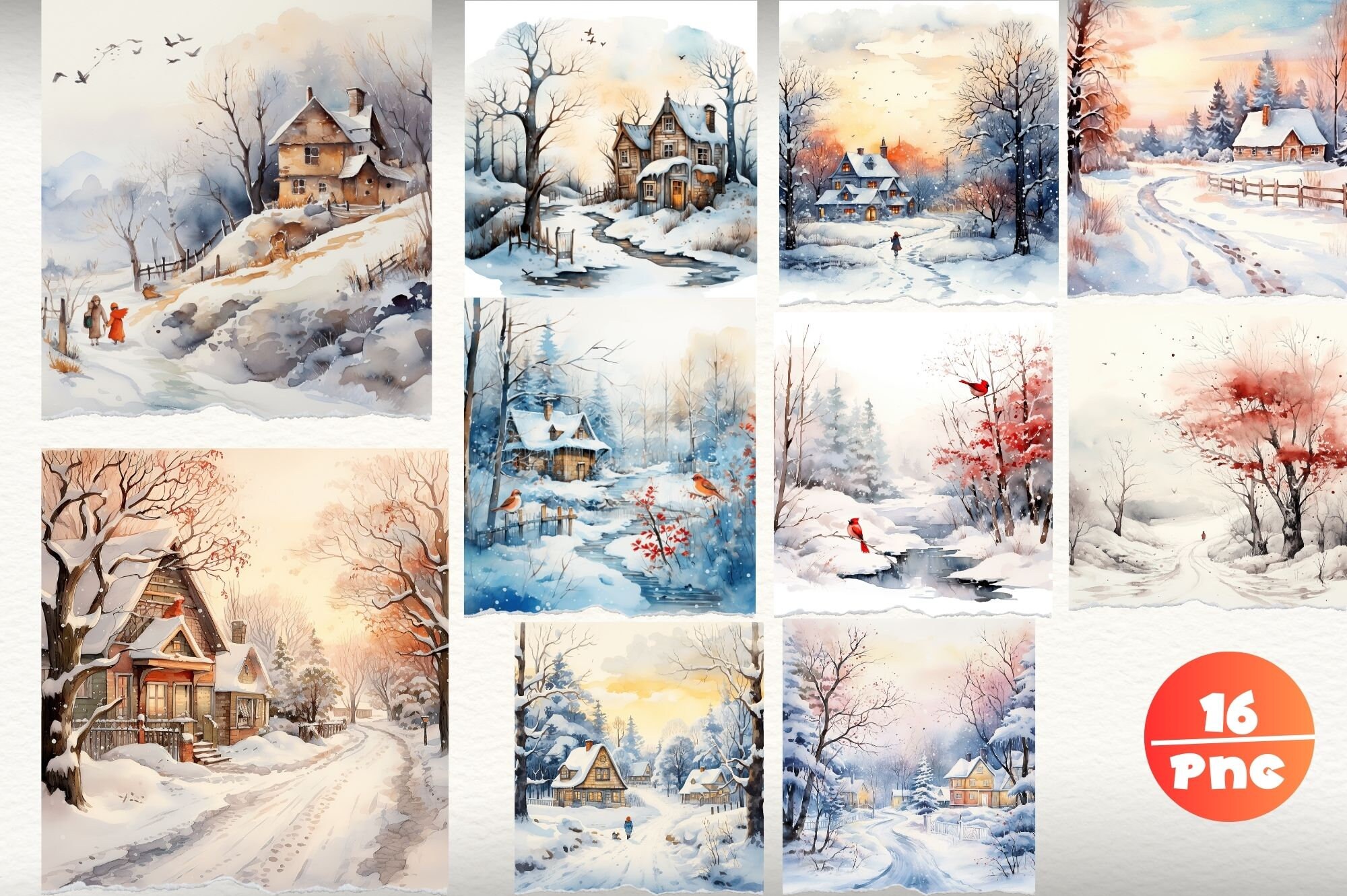 Watercolor Winter Wonderland Background Winter Landscape - Etsy