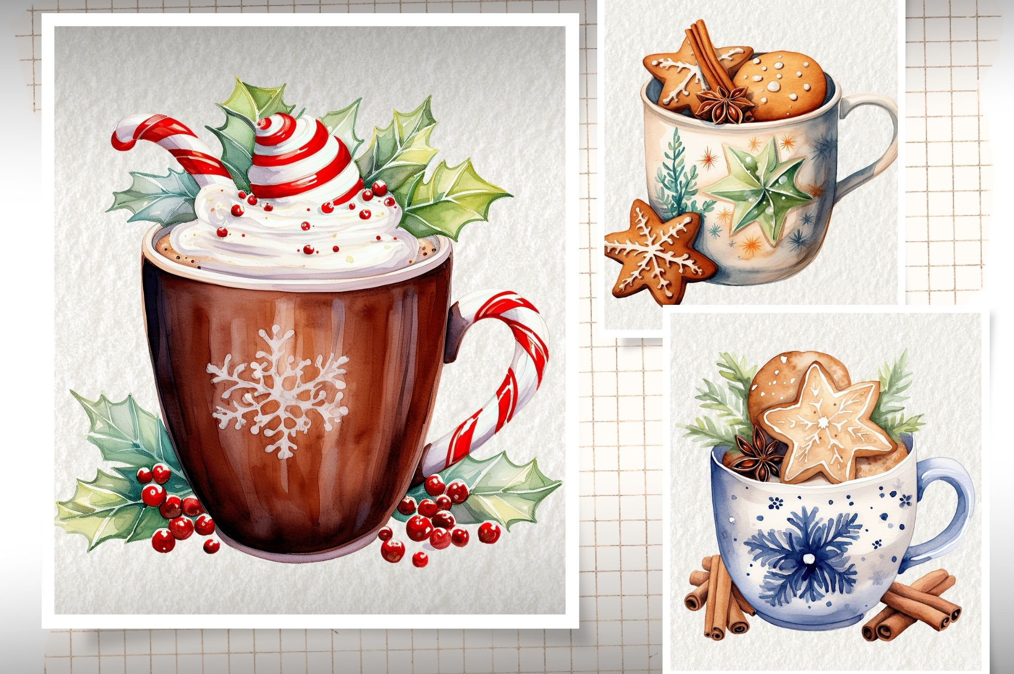 Christmas Winter Cup Clipart Christmas Cup Santa Claus - Etsy
