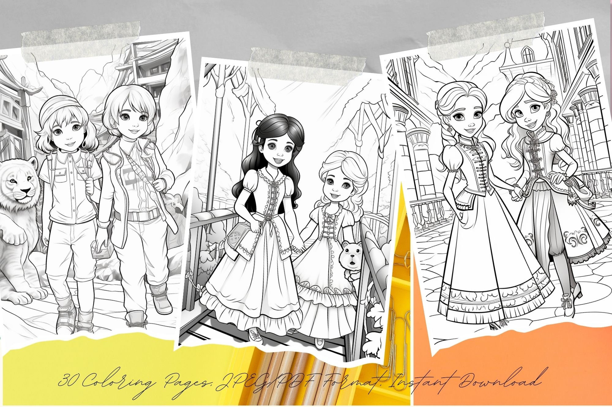 Princess and Friend Coloring Pages, Fairytale Princess, Princess ...