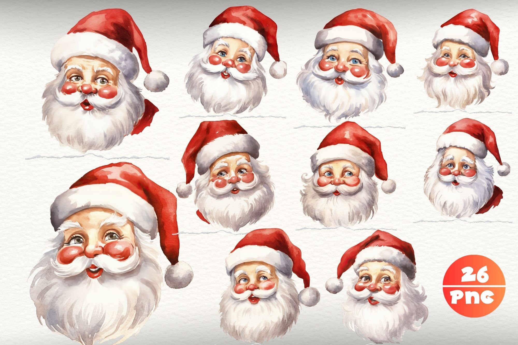 Scandi Santa Claus Clipart Watercolor Santa Claus Cute Santa - Etsy