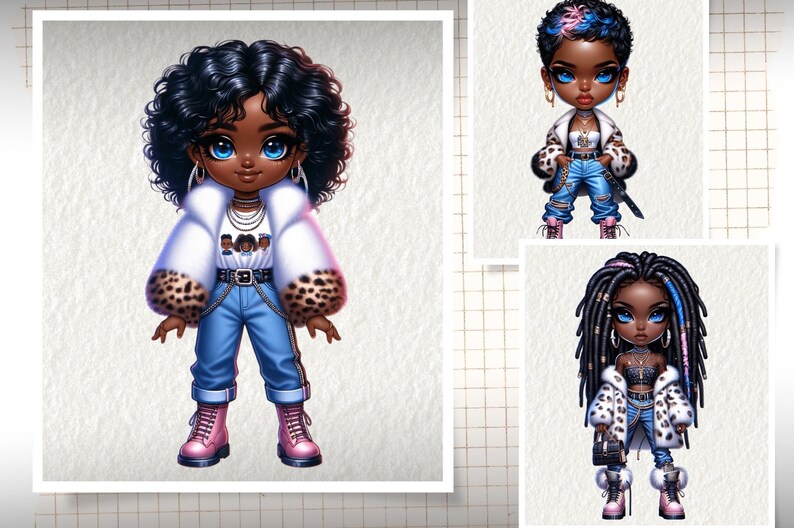 African American Manga Chibi Character, Sassy Attitude, Fashionable ...