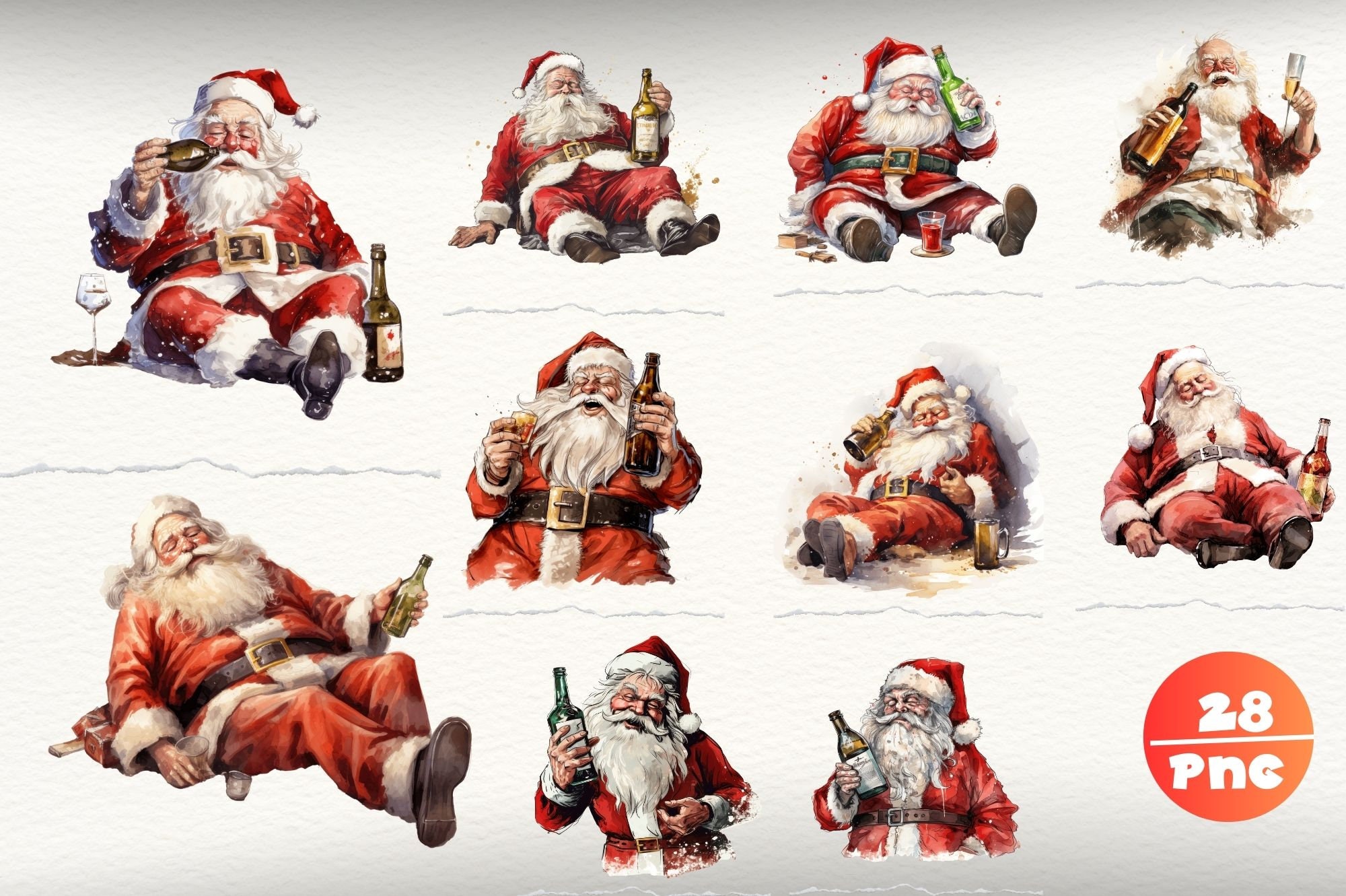 Drunk Santa Claus Clipart, Alcoholic Santa Sublimation File, Funny ...