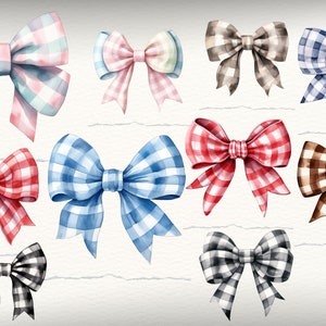 Gingham Bows PNG Clipart, Transparent Background, Watercolor Bows ...
