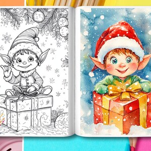 Elf Christmas Day Happy Coloring Pages, Cute Christmas Elf Coloring ...