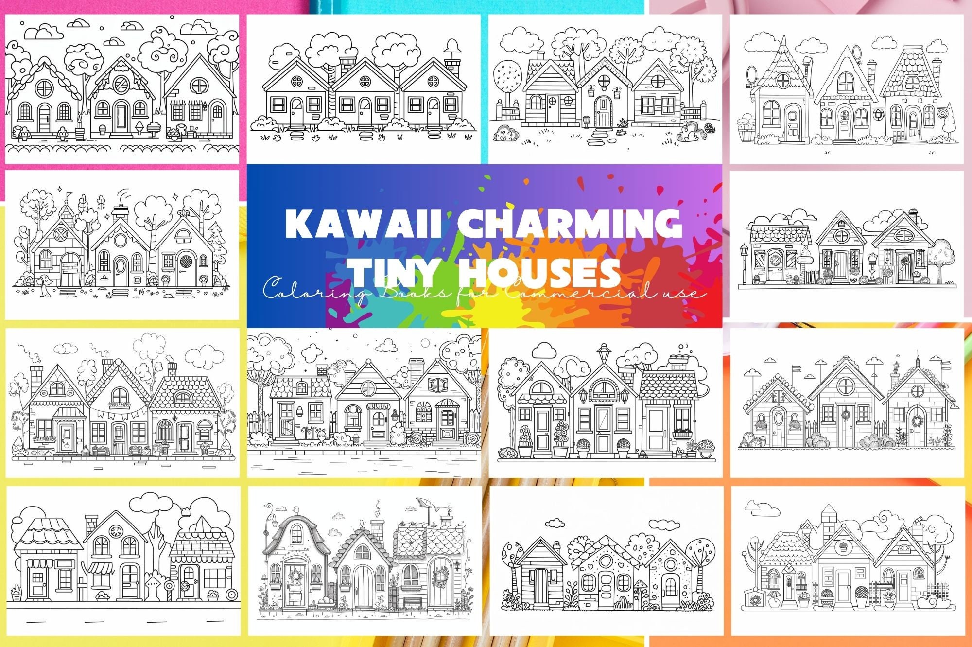Kawaii Tiny Houses Coloring Pages, Cute Houses, Journal Paper Coloring ...