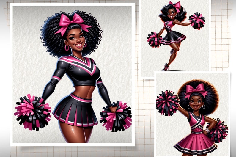 Cheerleader African American Chibi Woman, Chibi Black Women, Chibi Doll ...